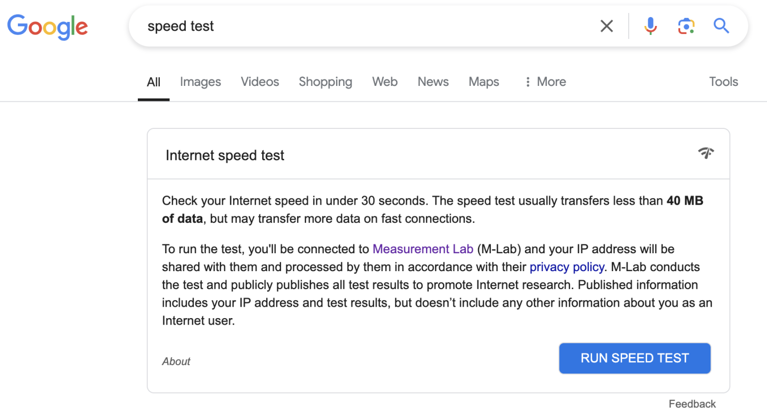 Google Internet Speed Test｜谷歌网速测试小工具